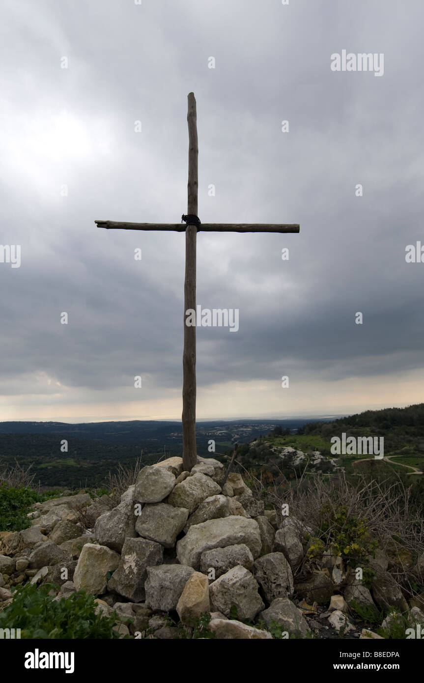 Ikrit-The Wooden Cross on the Hill Stock Photo - Alamy
