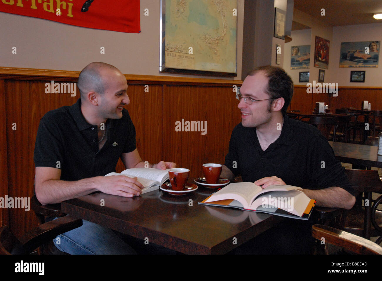 Men in Cafe Italia Little Italy Montreal Stock Photo - Alamy