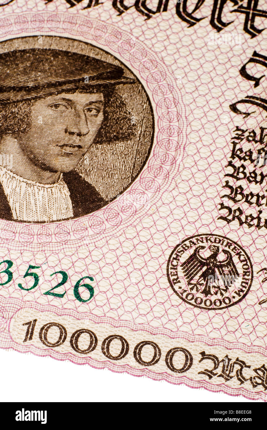German 100,000 Mark banknote (1923) from period of Hyperinflation Stock ...