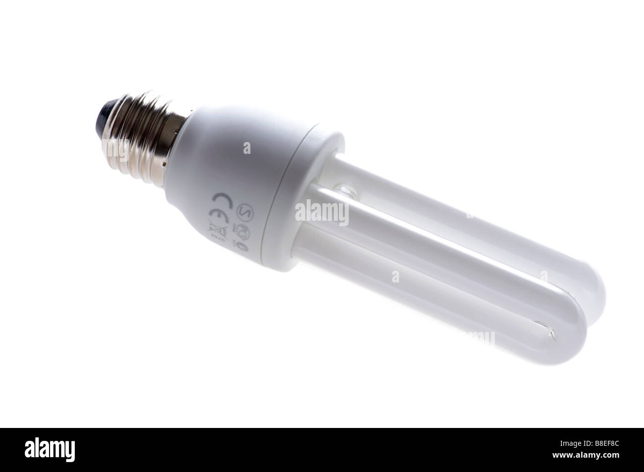 object on white compact florescent light bulb Stock Photo - Alamy