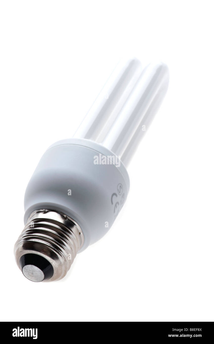object on white compact florescent light bulb Stock Photo - Alamy
