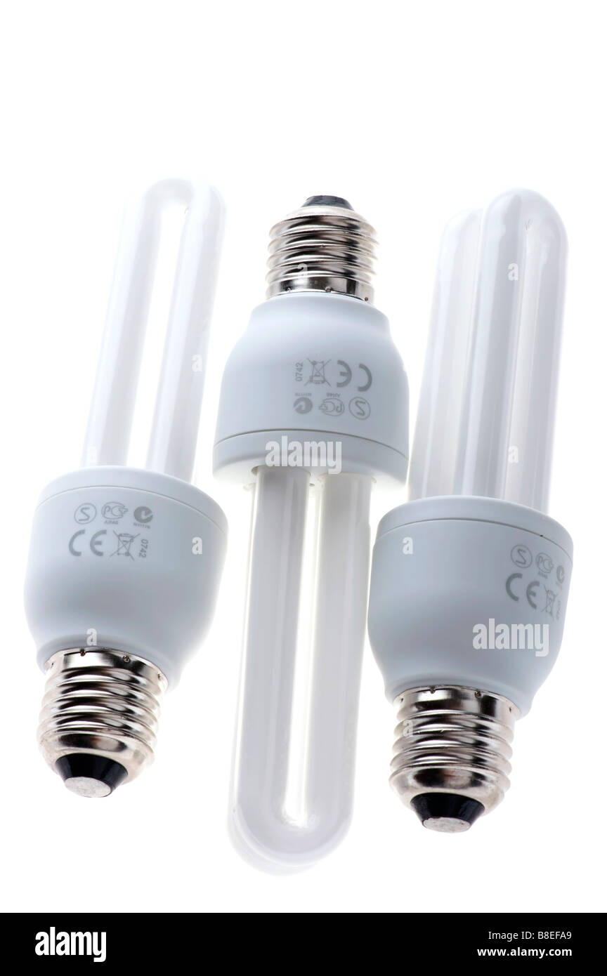 object on white compact florescent light bulb Stock Photo - Alamy