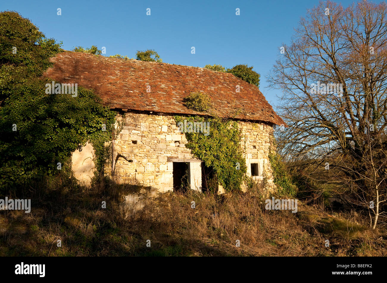 15th century farmhouse and barn - Indre-et-Loire, France Stock Photo ...