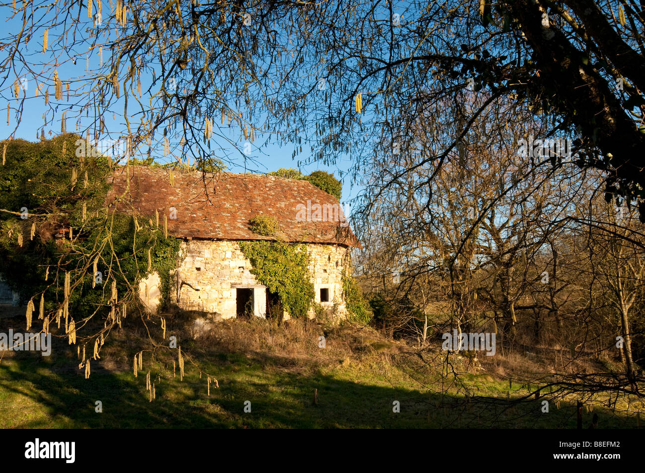 15th century farmhouse and barn - Indre-et-Loire, France Stock Photo ...