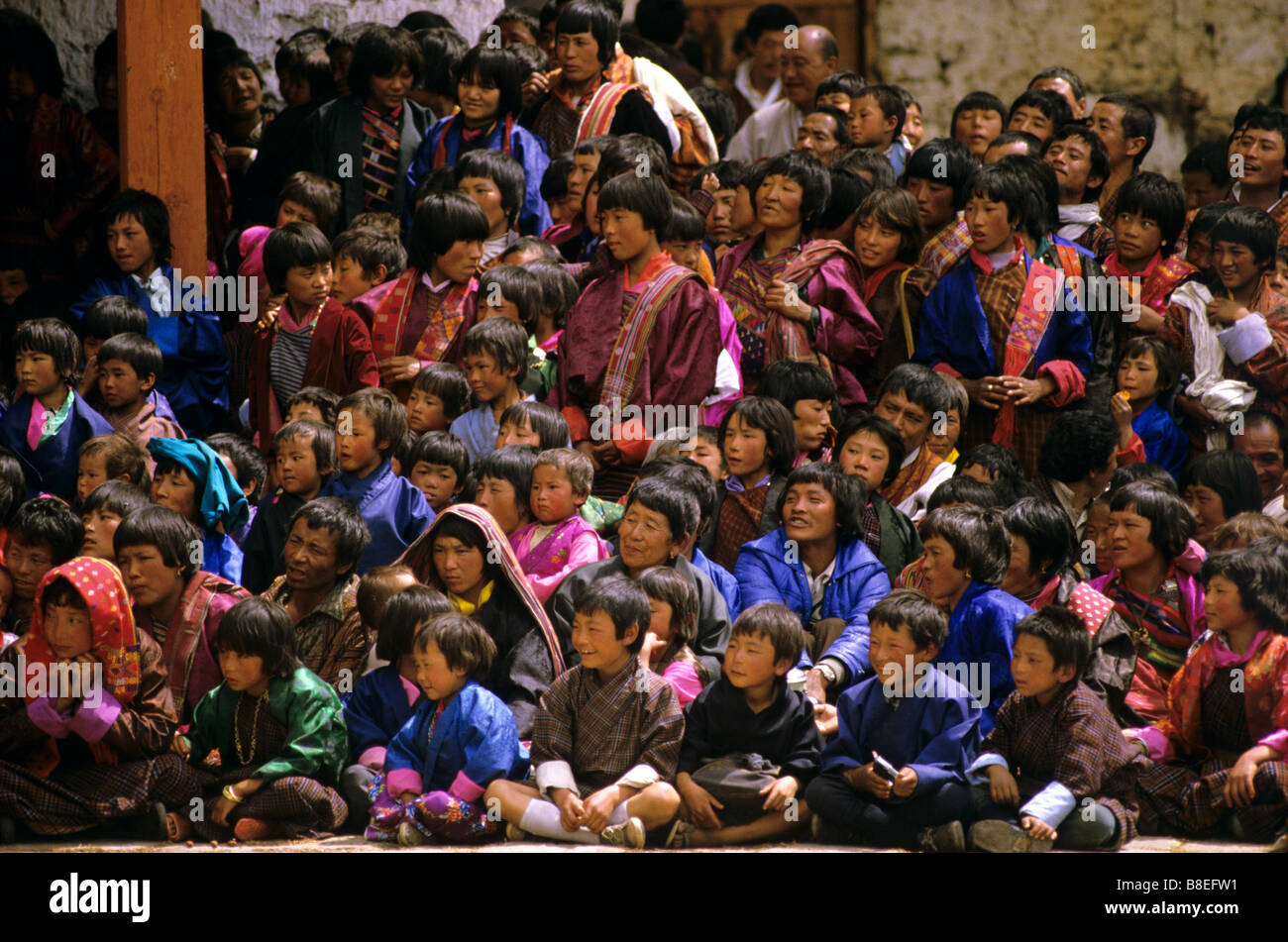Bhutanese People watching Paro Festival Bhutan Himalayan Kingdom Stock ...