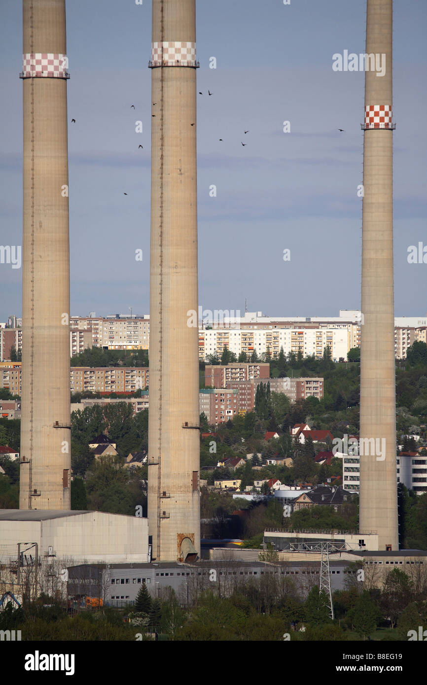 Townscape with industrial chimneys, Gera, Germany Stock Photo - Alamy