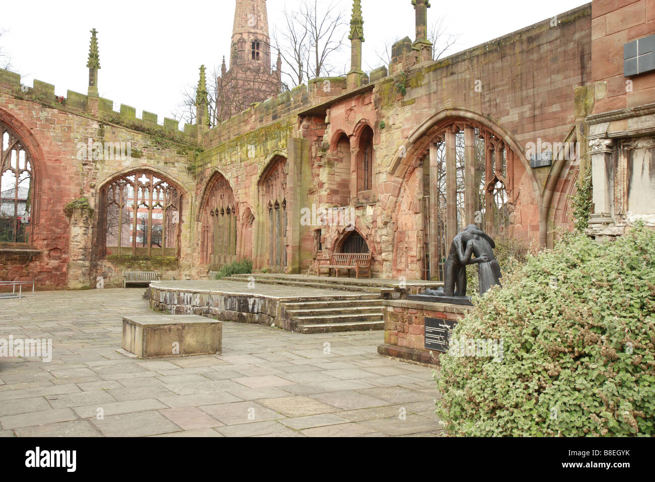 External wall of the old Coventry Cathedral Stock Photo - Alamy