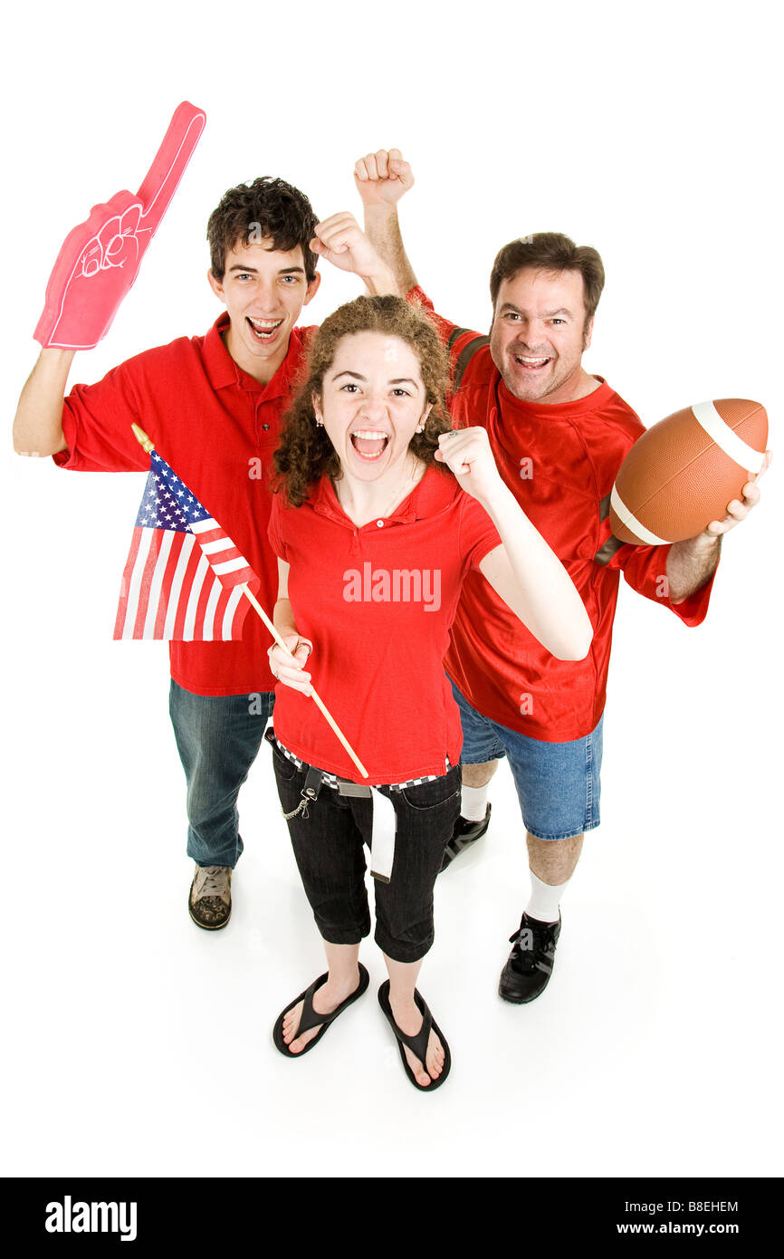 Group of football fans going wild Full body isolated on white Stock ...