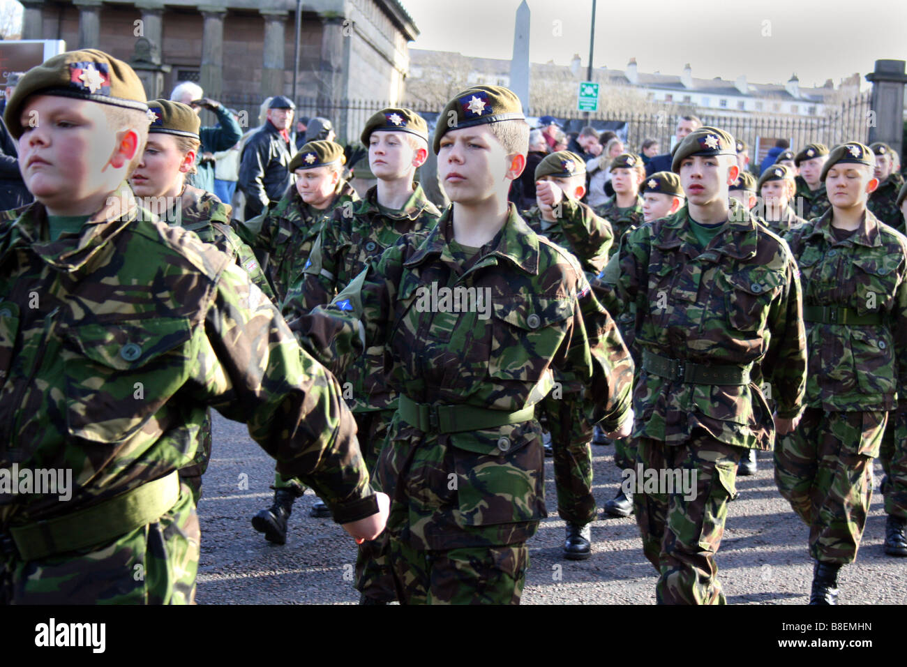 The 1st Battalion Irish Guards affiliated Army cadet's march through ...