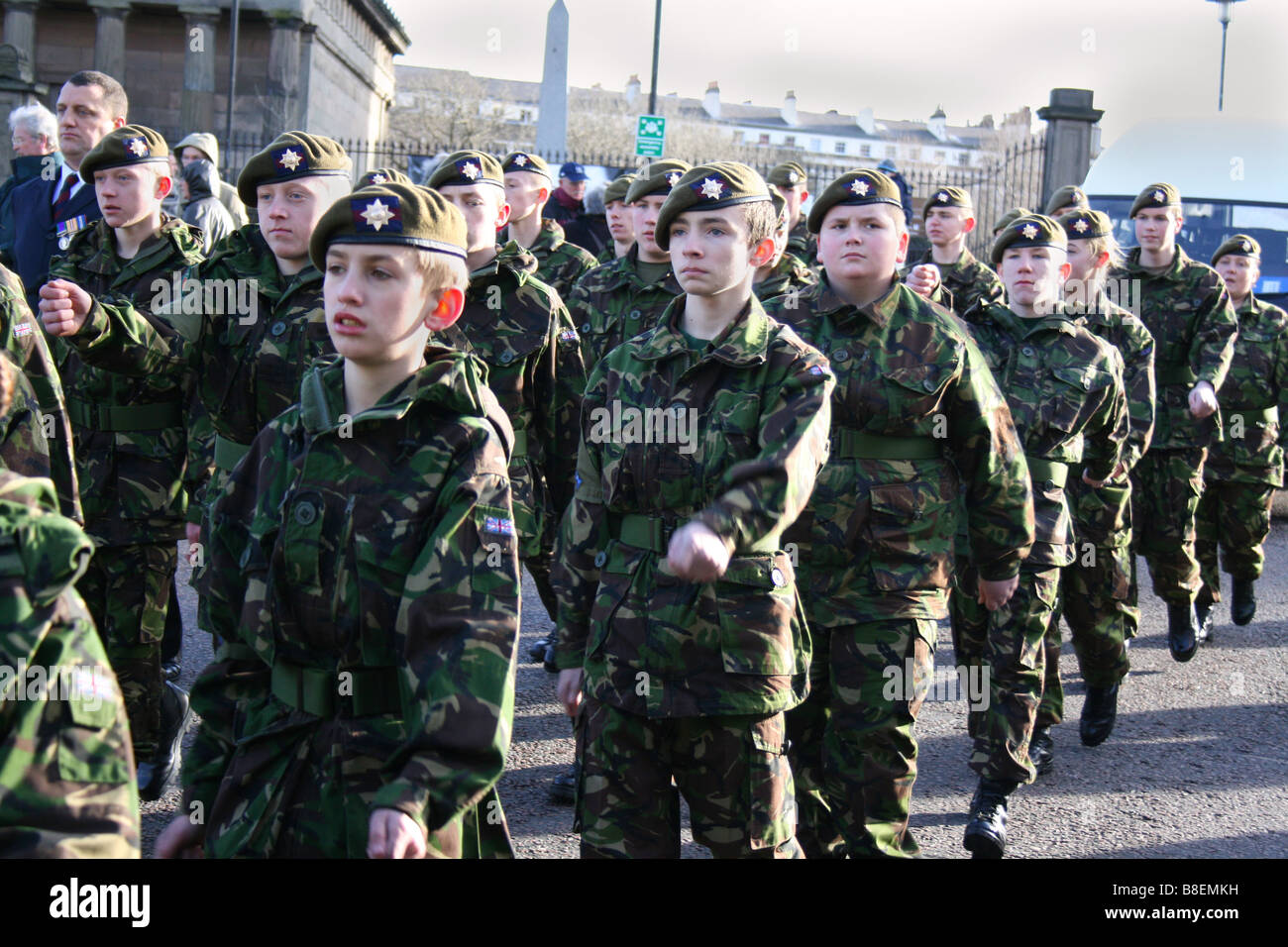 The 1st Battalion Irish Guards affiliated Army cadet's march through ...
