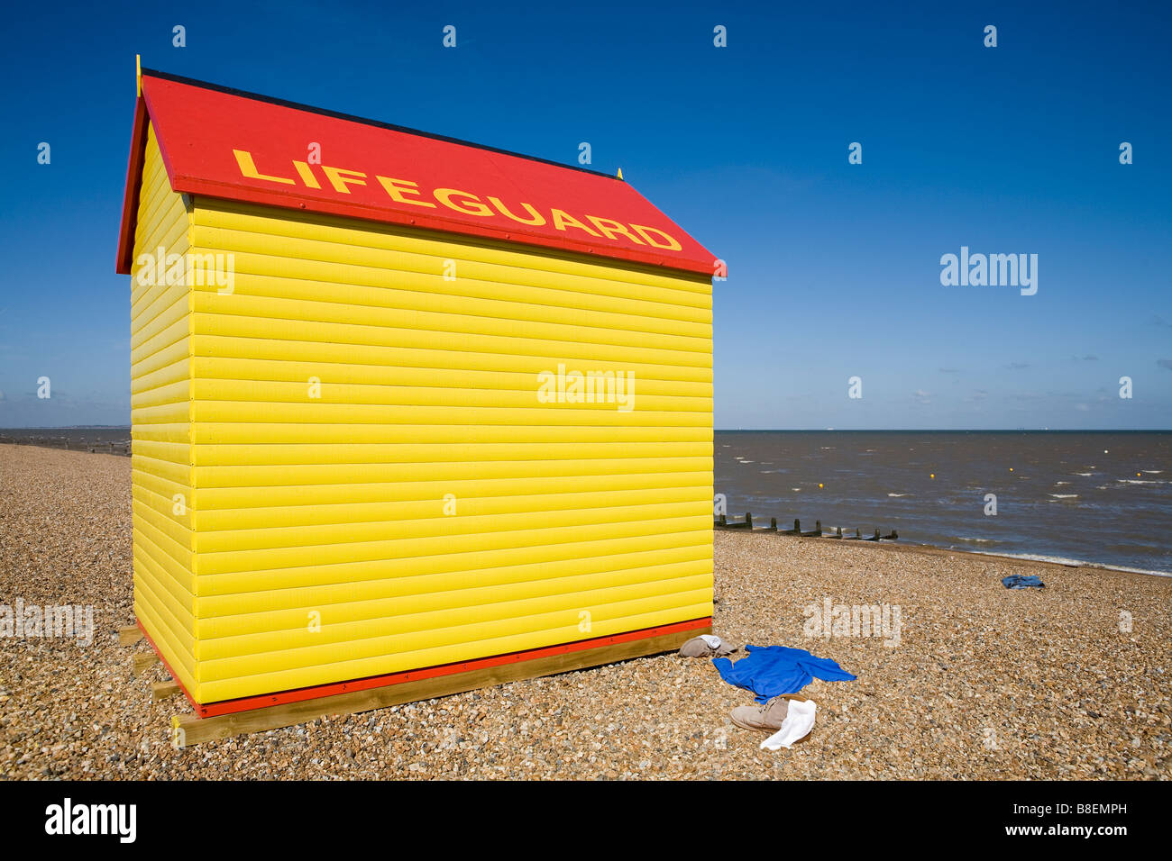 Lifeguard hut on South Coast beach in England Stock Photo - Alamy