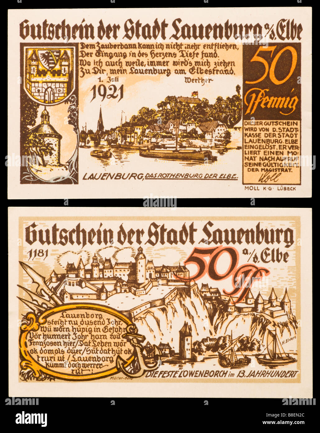 Notgeld or Gutschein (Emergency currency printed in Germany from 1914 ...