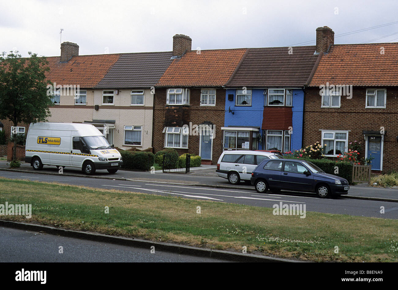 LCC Becontree Estate, East London, terraced cottages on Valance Avenue ...