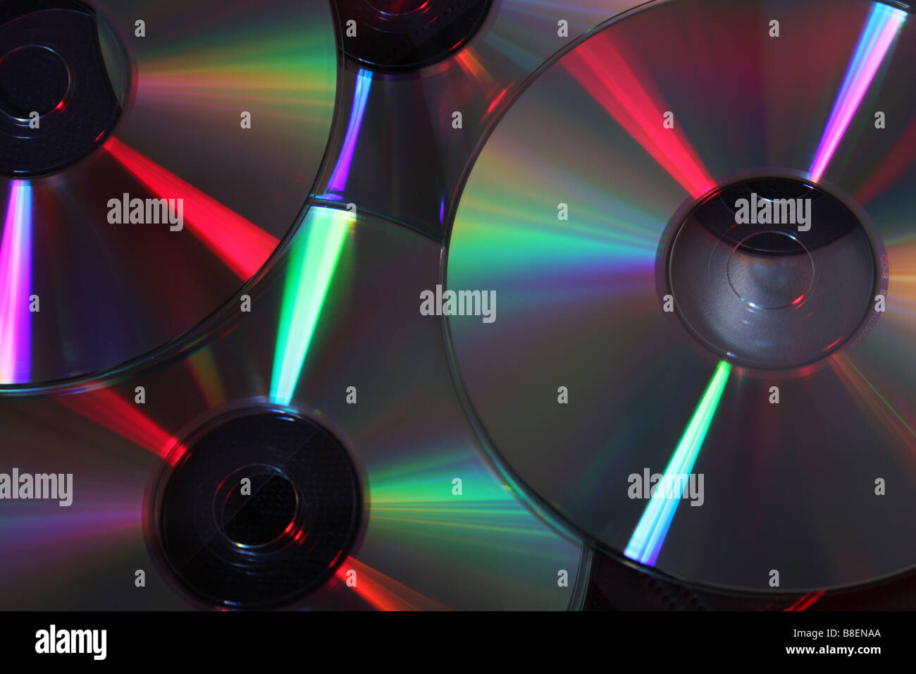 blank Cd's lit with red and blue light Stock Photo - Alamy