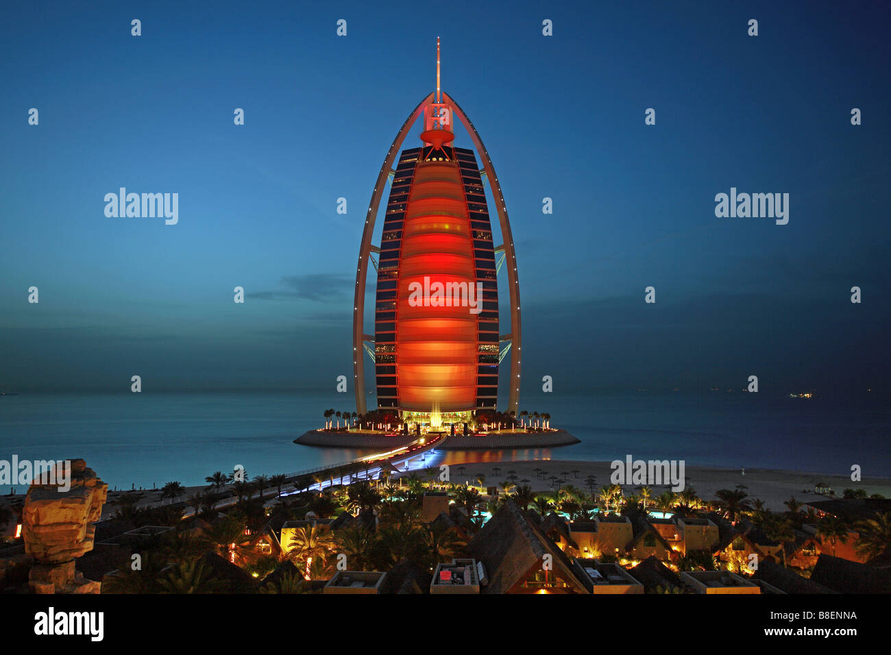 Burj Al Arab building in Dubai in the evening, United Arab Emirates ...