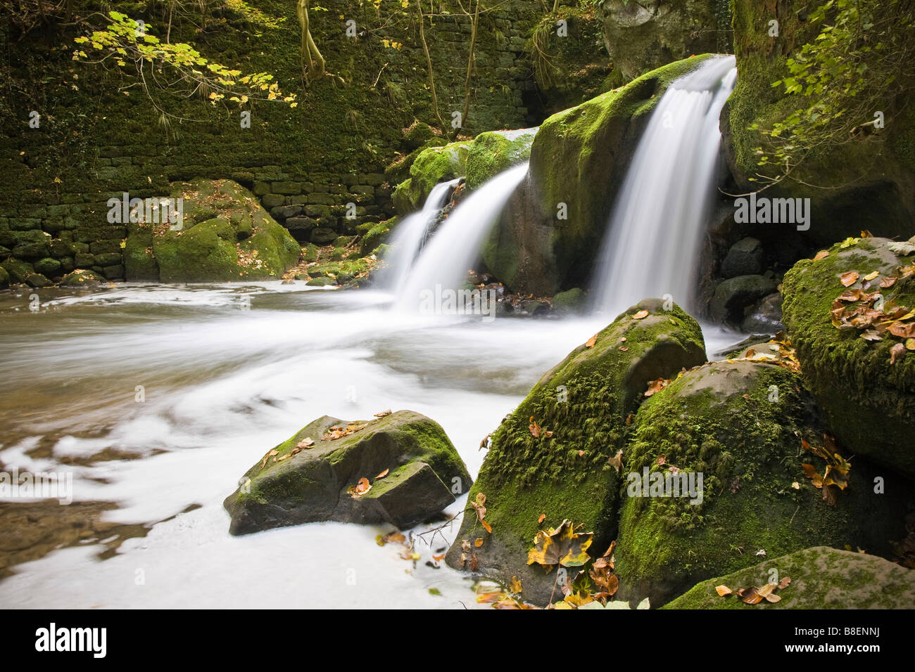 Shallow waterfall in fall Stock Photo - Alamy