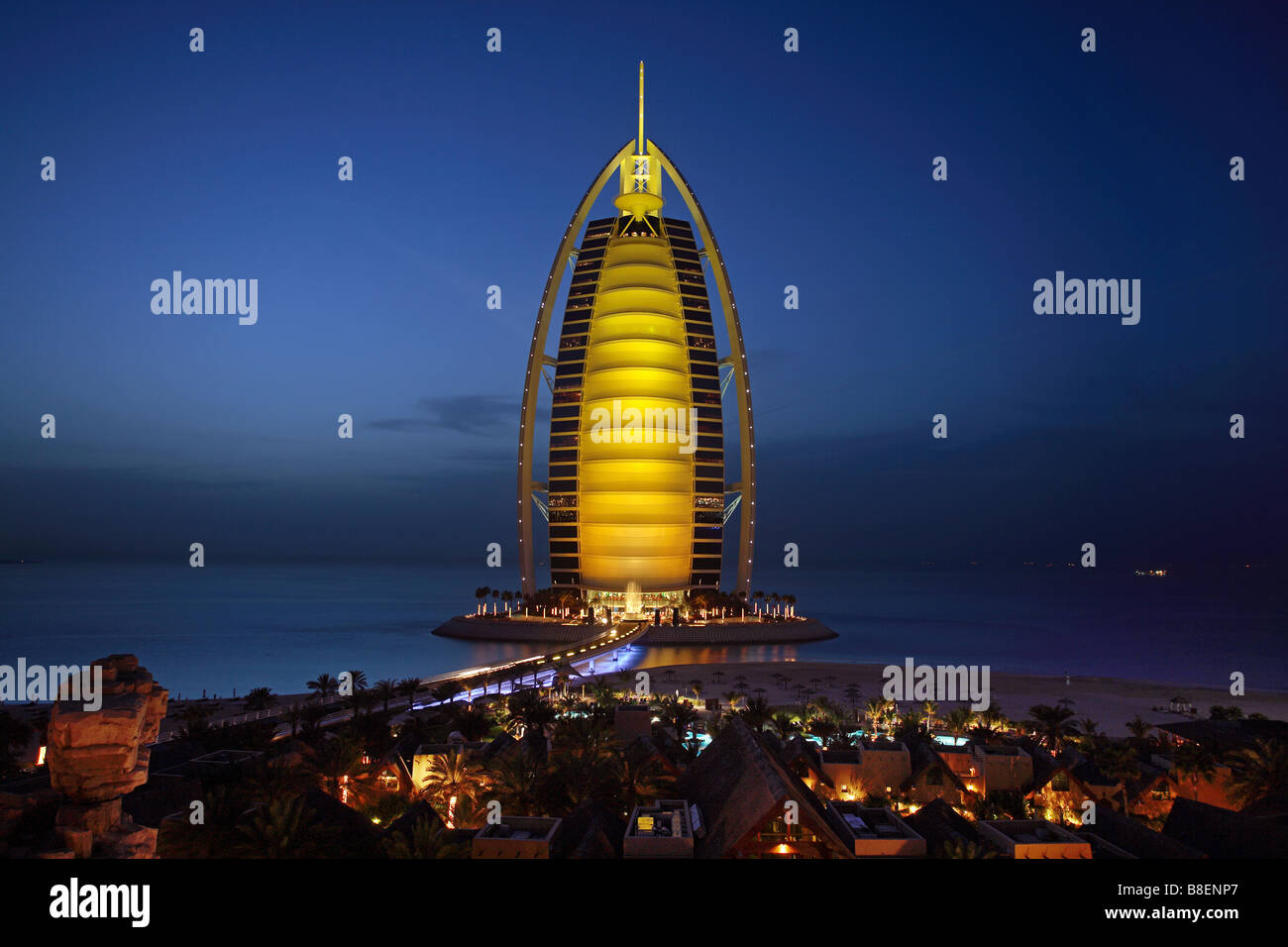 Burj Al Arab building in Dubai in the evening, United Arab Emirates ...