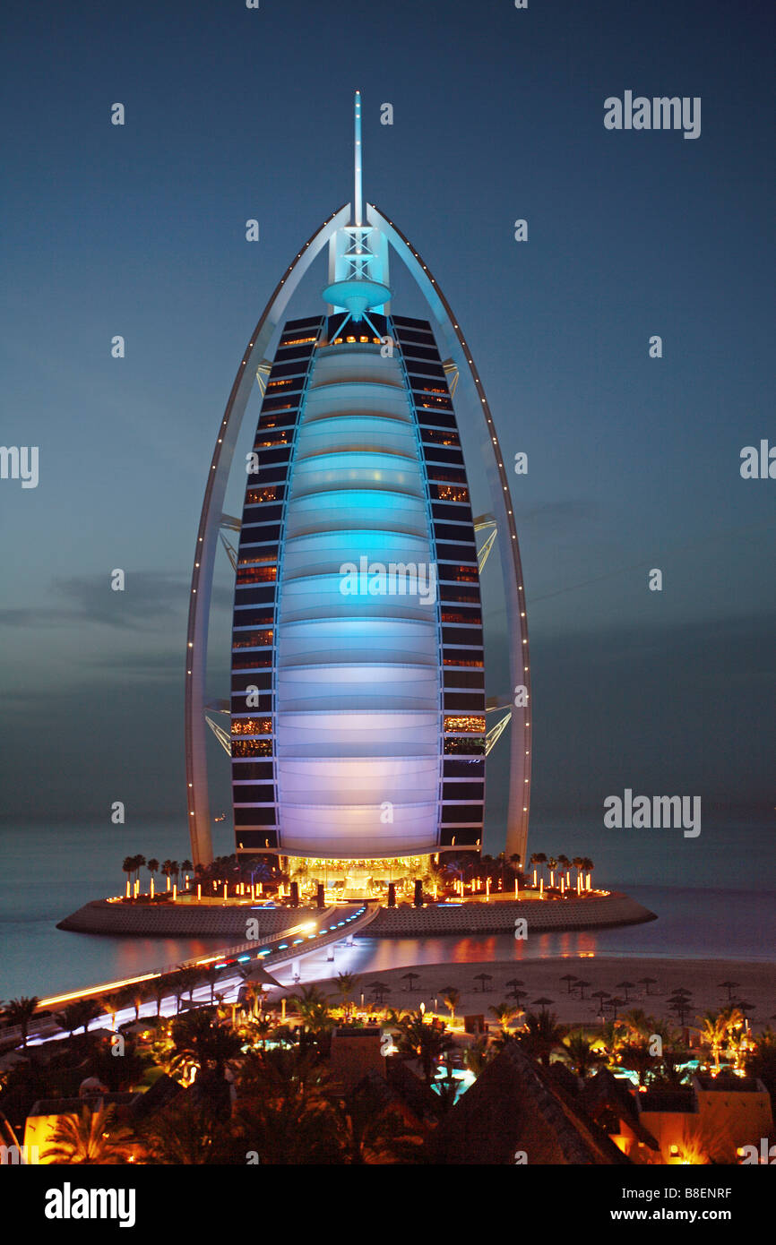 Burj Al Arab building in Dubai in the evening, United Arab Emirates ...