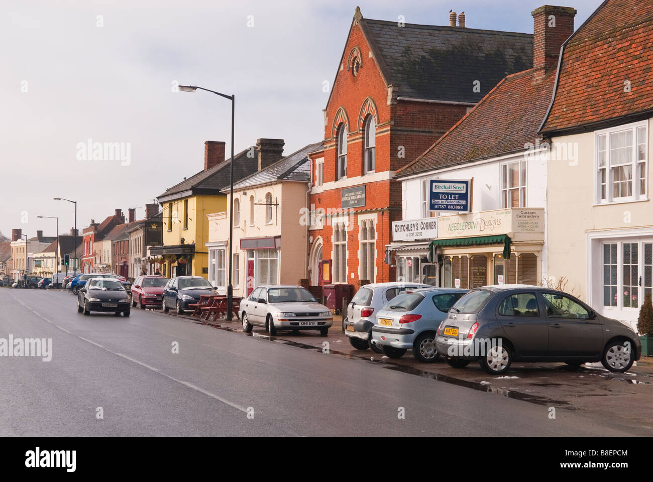 A view of the main street running through Long Melford,Suffolk,Uk Stock ...