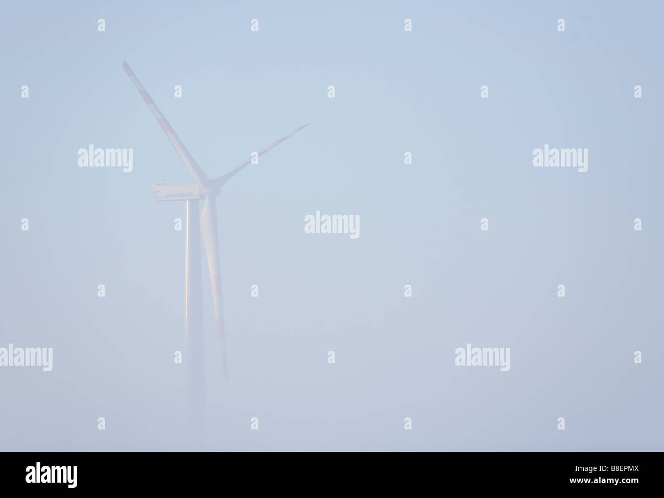 WinWind ' s 3 MW wind turbine rotor at morning fog , Finland Stock ...