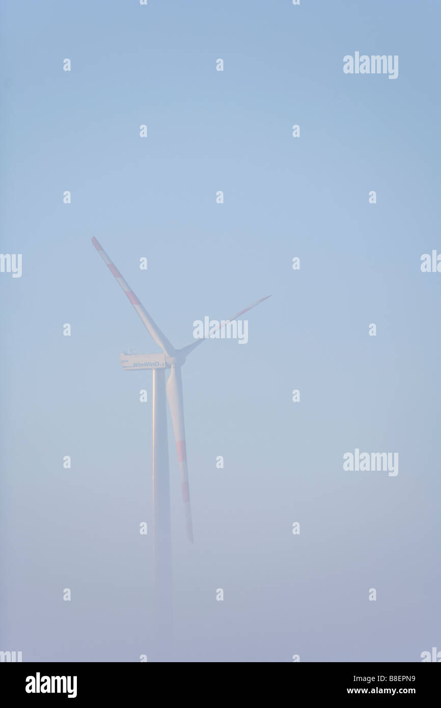WinWind ' s 3 MW wind turbine in morning mist , Finland Stock Photo - Alamy