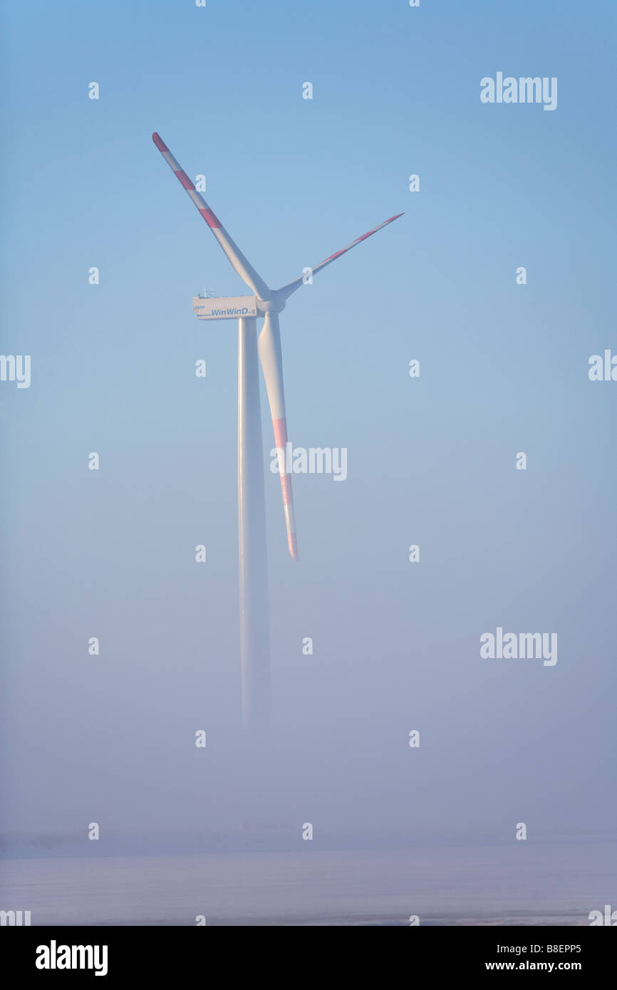 WinWind ' s 3 MW wind turbine in morning mist , Finland Stock Photo - Alamy