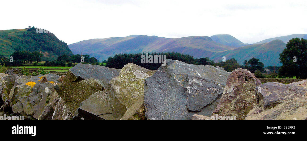 Stone wall distant lake hi-res stock photography and images - Alamy