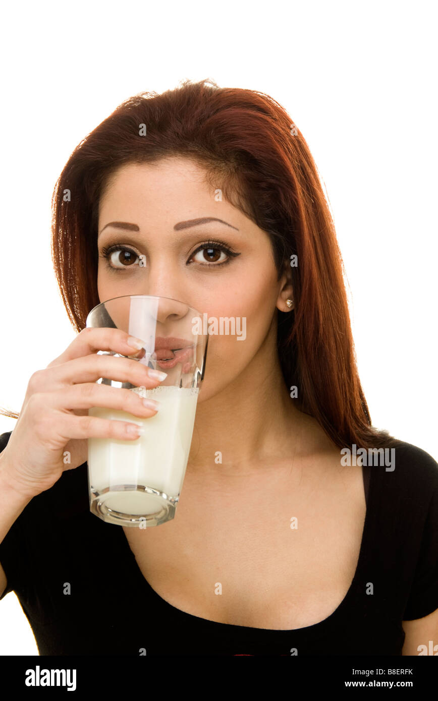woman with a glass of milk Stock Photo - Alamy