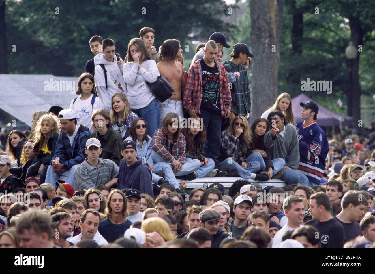 Crowd at an outdoor rock concert on Boston Common Stock Photo - Alamy