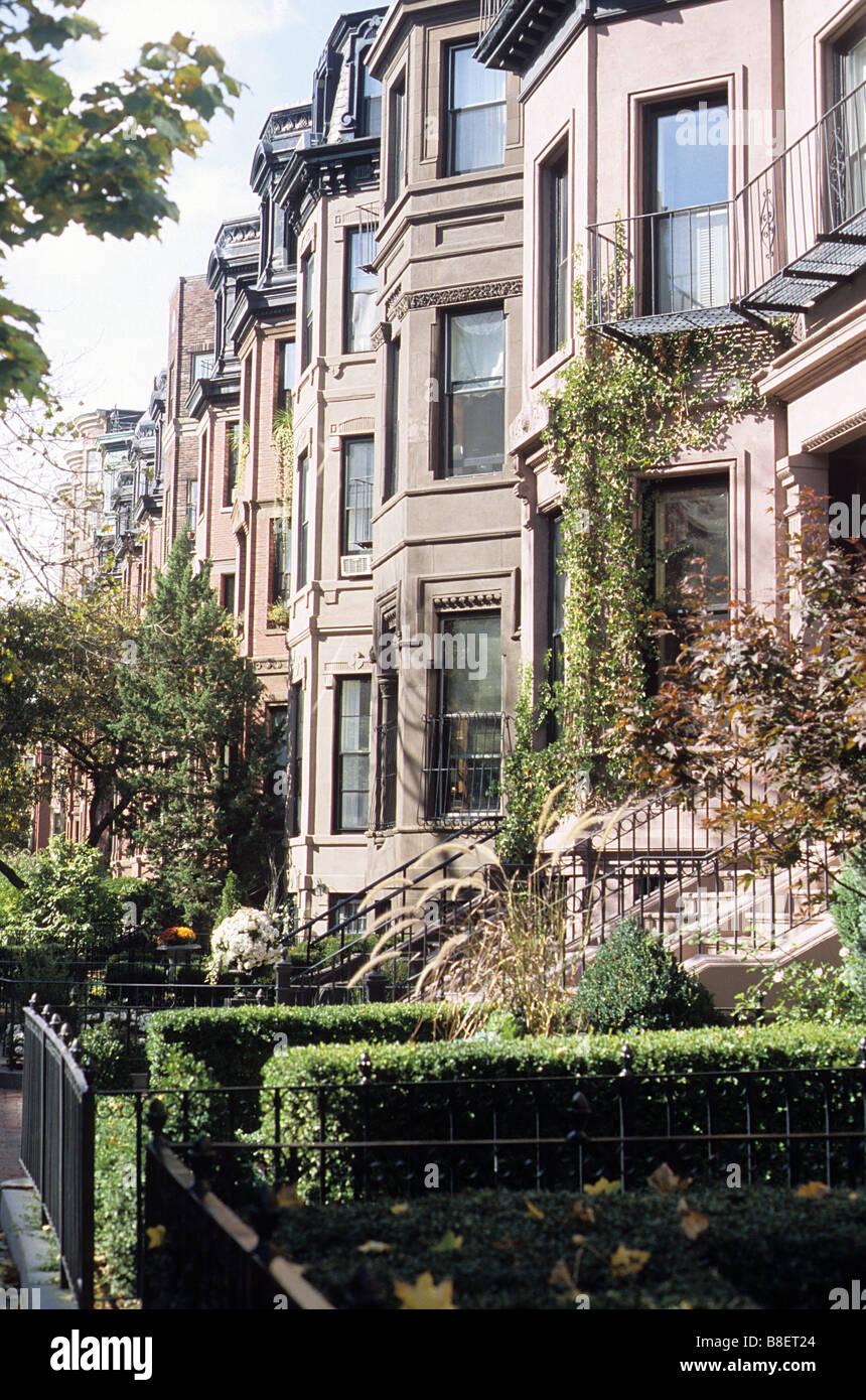 Boston, Mass;, Back bay area, houses on Marlborough Street Stock Photo ...