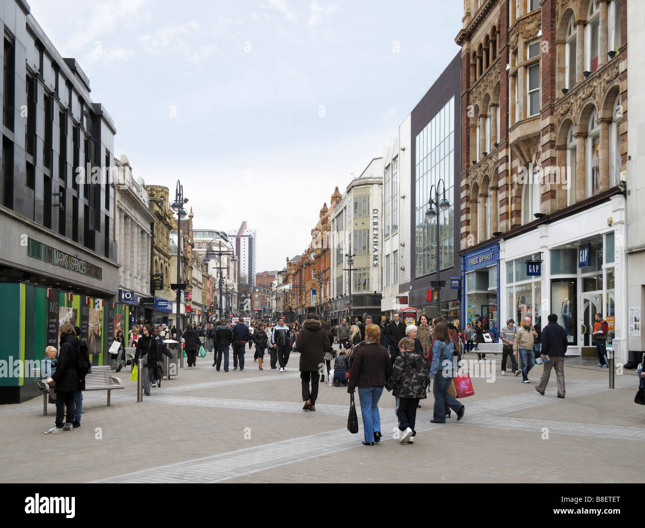 Briggate (the main shopping street in the city centre), Leeds, West ...
