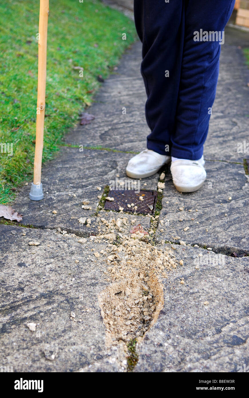 OAP with walking stick Stock Photo - Alamy