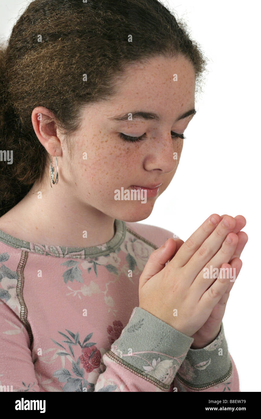 young girl in prayer Stock Photo - Alamy