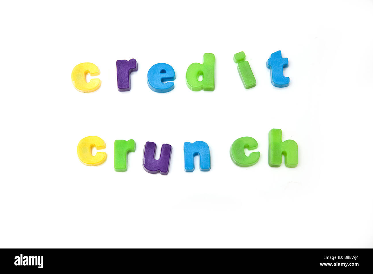 Credit Crunch in Magnetic letters isolated on a white studio background ...