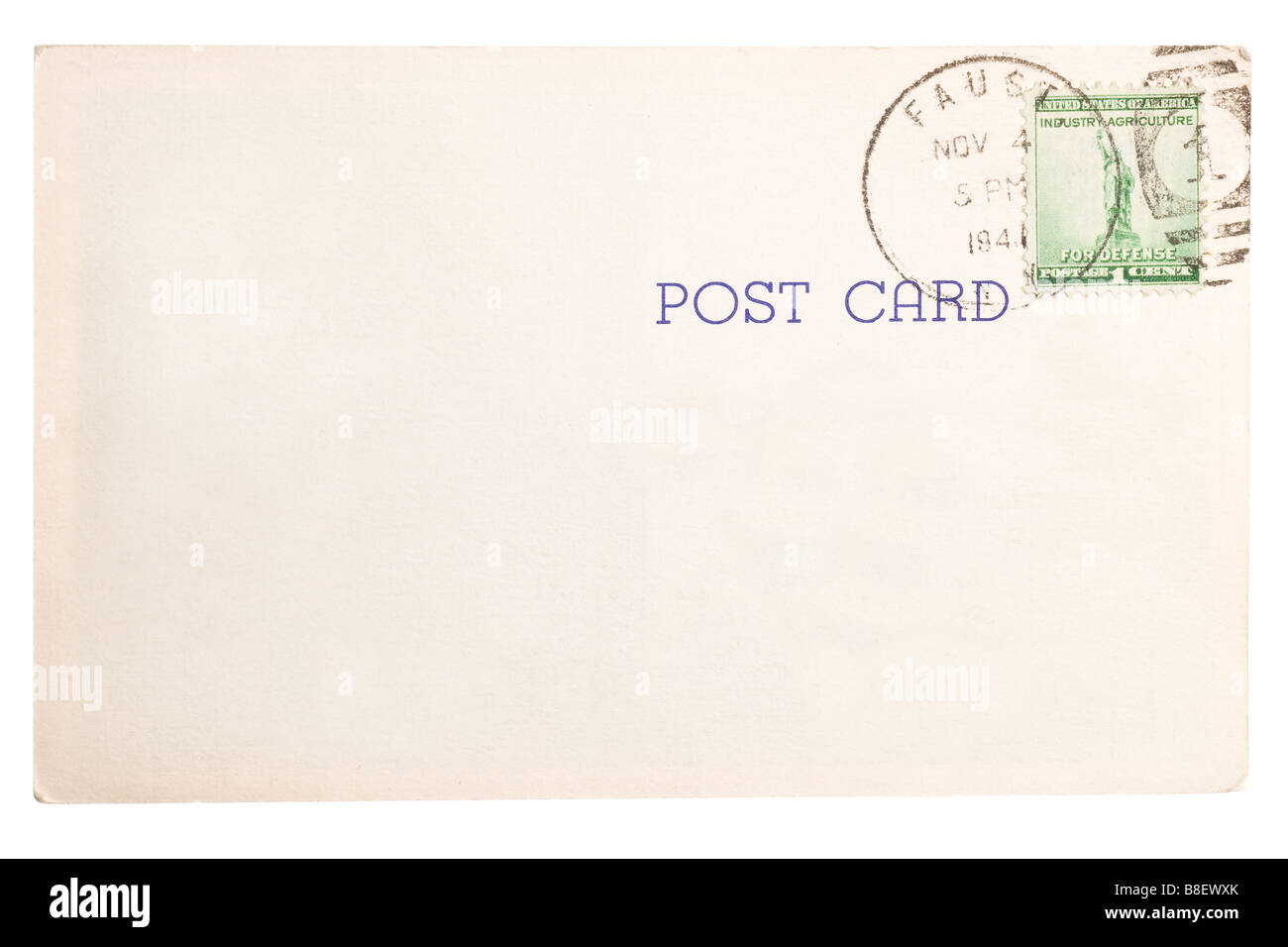 Vintage yellowed postcard with postmark stamp Stock Photo - Alamy