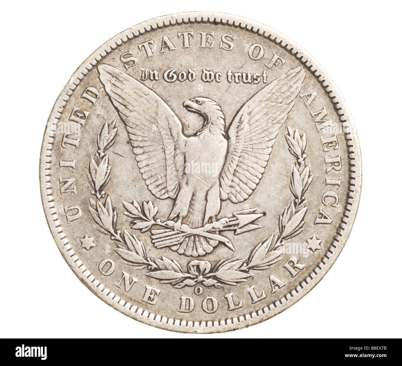 antique silver dollar isolated on white background Stock Photo - Alamy