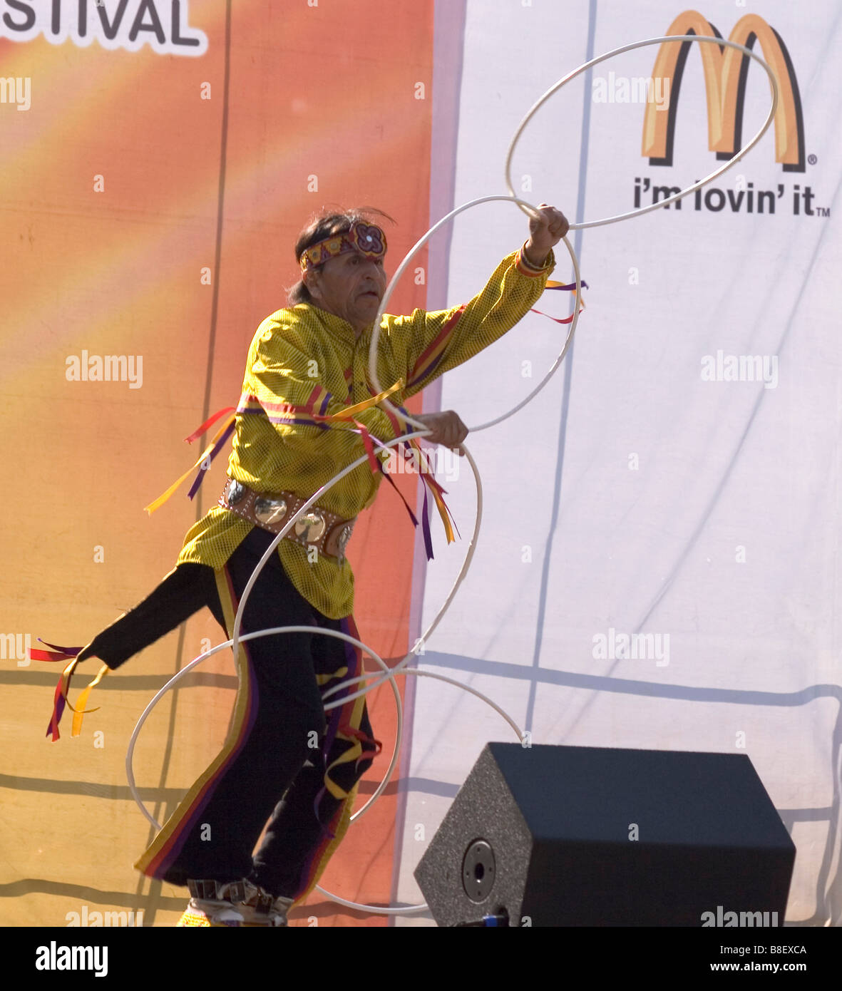 Native American hoop dancer perform Native American Eagle Spirit Dance ...