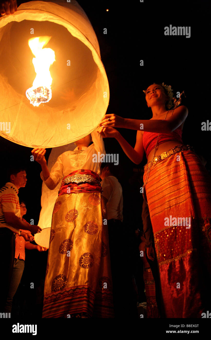 Thailand, lanterns, Kom loy, Loy Krathong, carnival Stock Photo - Alamy