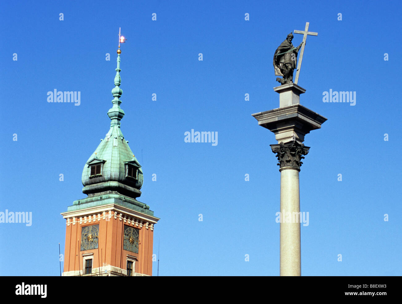 One of the Royal Castle spires and King Sigismund III monument, Castle ...