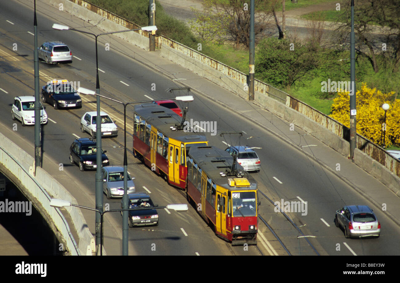 Aerial view cars trams driving hi-res stock photography and images - Alamy