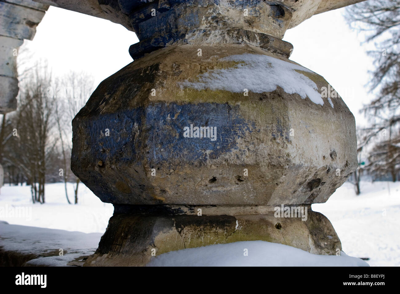 Old monastery wall column detail carving Stock Photo - Alamy