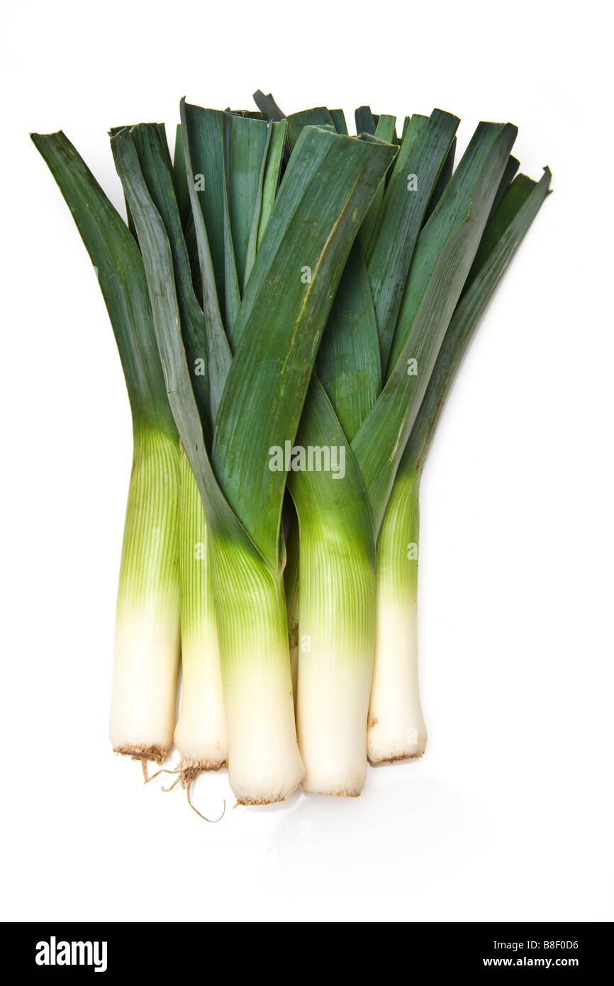 Dwarf leeks isolated on a white studio background Stock Photo - Alamy