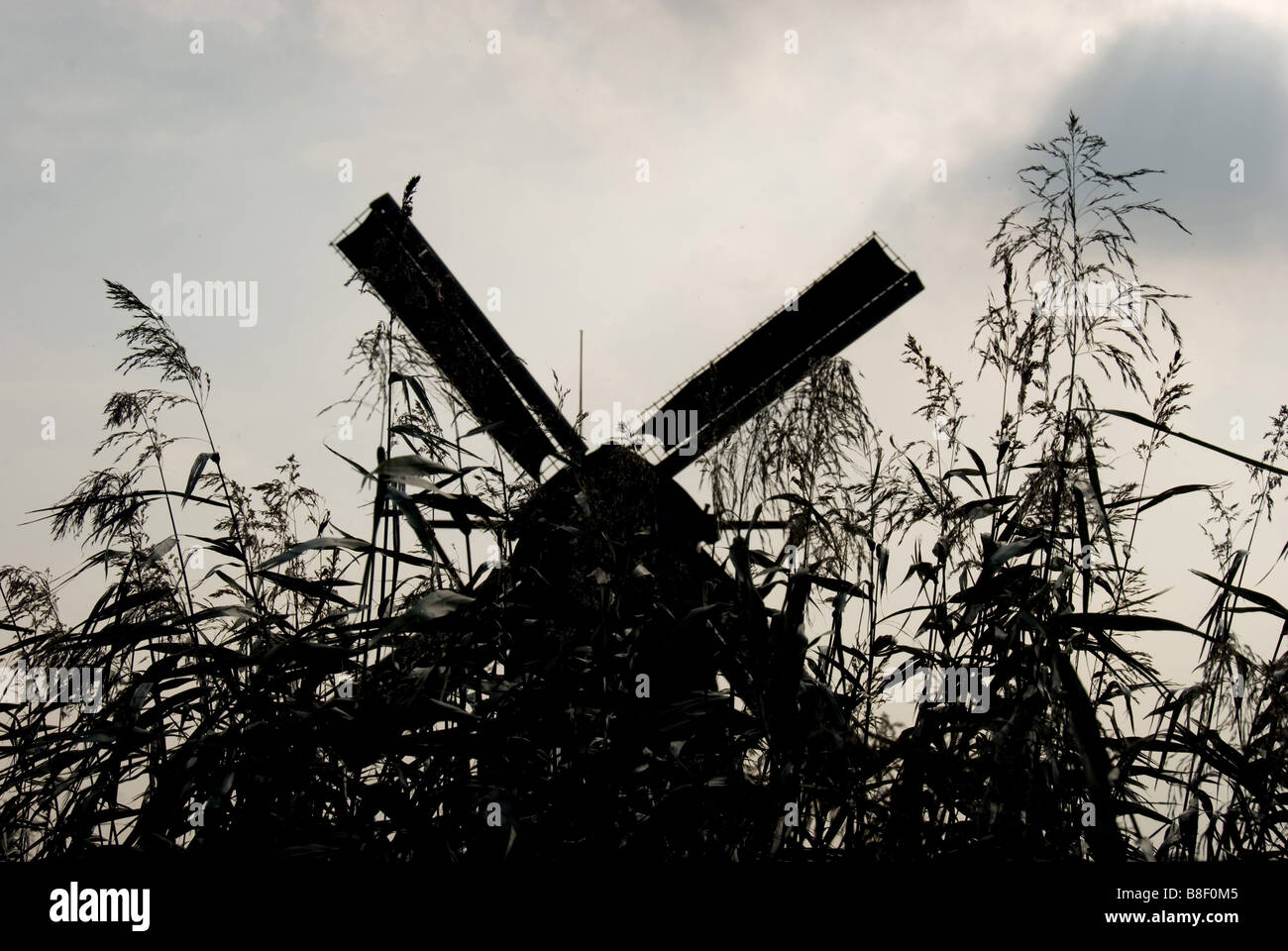 Silhouette of Windmill Sails Stock Photo - Alamy