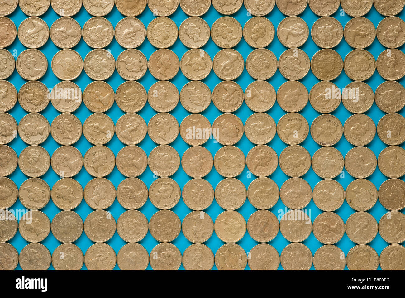 Pound coins arranged in a pattern suitable for background Stock Photo ...