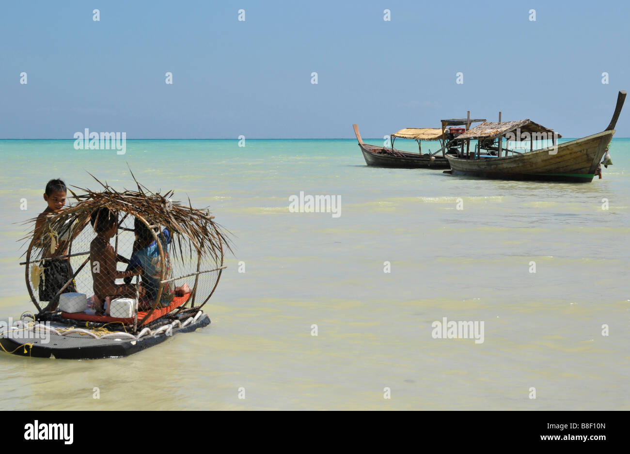 Moken kids enjoy playing with thier boat, Surin Island,Phangnga ...