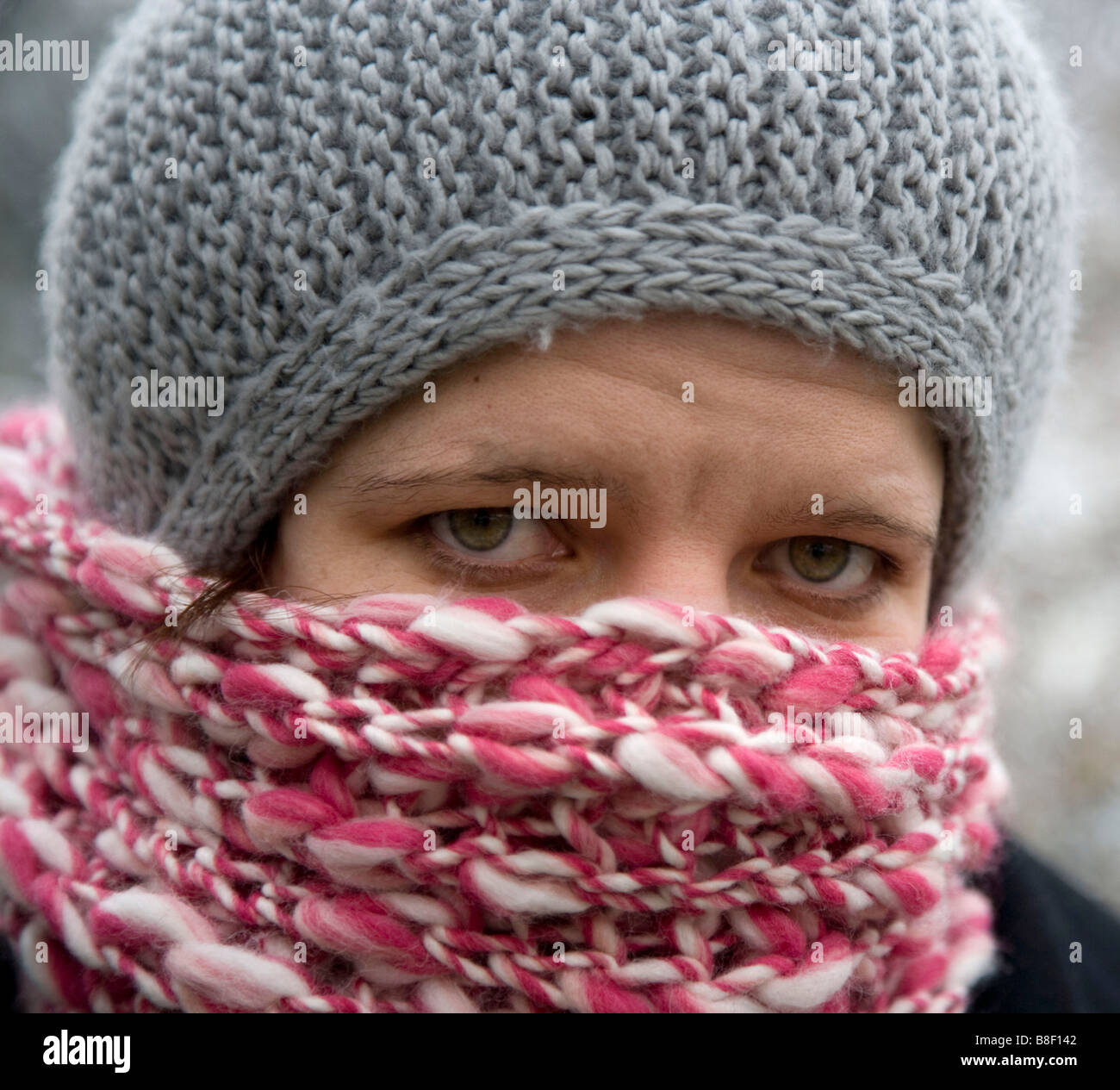 A Girl Protected from Winter Cold Stock Photo - Alamy