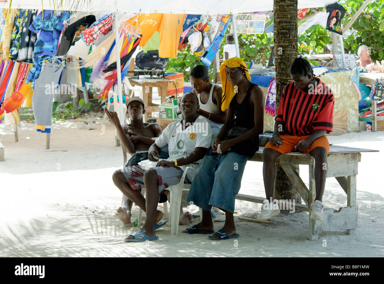 Group of teenagers on vacation at Islands of Antigua and Barbuda Stock ...