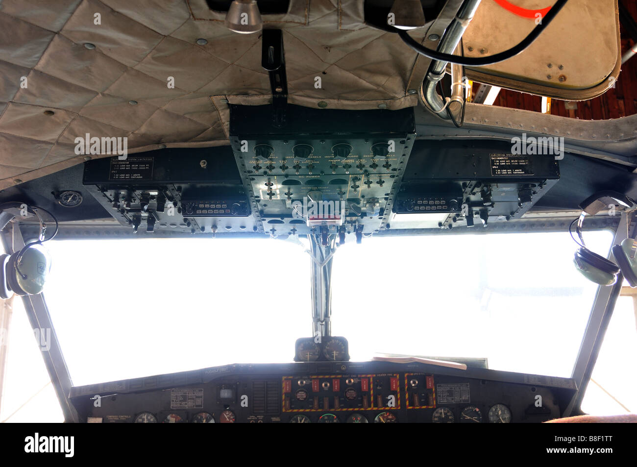 The control column and control panel of a Canadair CL215 Stock Photo ...