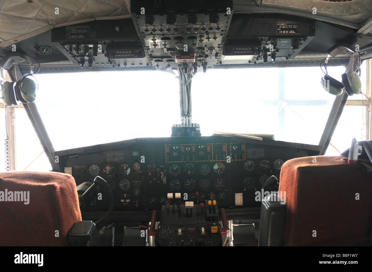 The control column and control panel of a Canadair CL215 Stock Photo ...