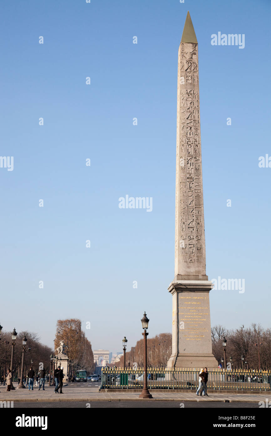 The Luxor Obelisk in Place de la Concorde looking towards the Champs ...